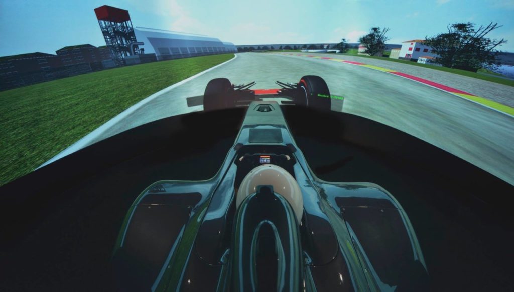 This F1 Simulator from Cranfield Simulation is a full-motion platform ...