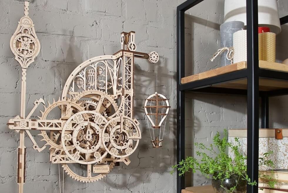 The Ugears Aero Clock Is a Fully-Functional 3D Wooden Mechanical Model